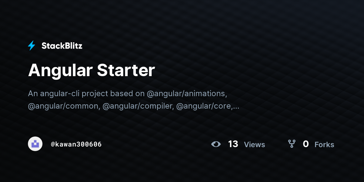 Angular Starter - StackBlitz