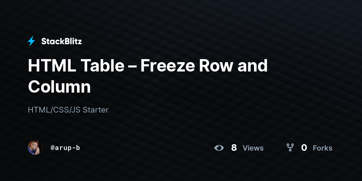 HTML Table – Freeze Row and Column - StackBlitz