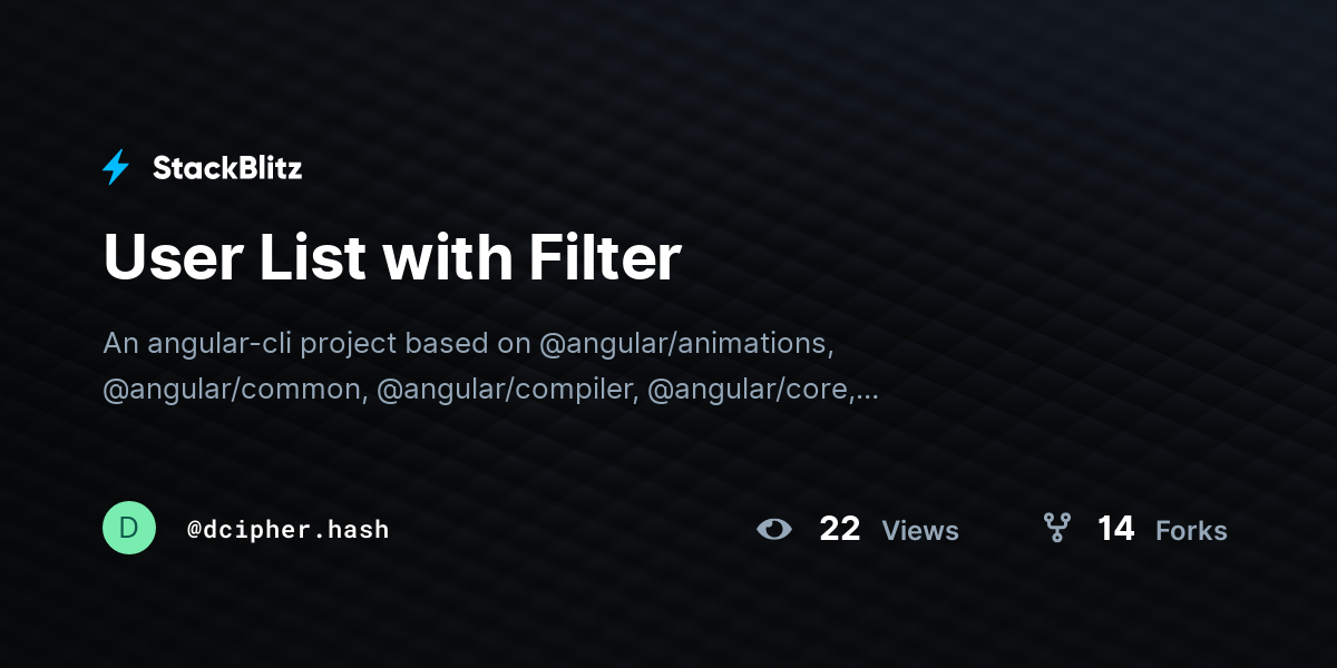 User List with Filter - StackBlitz