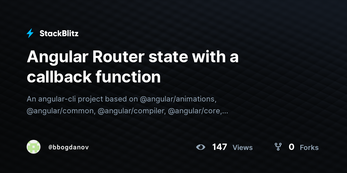 Angular Router state with a callback function - StackBlitz