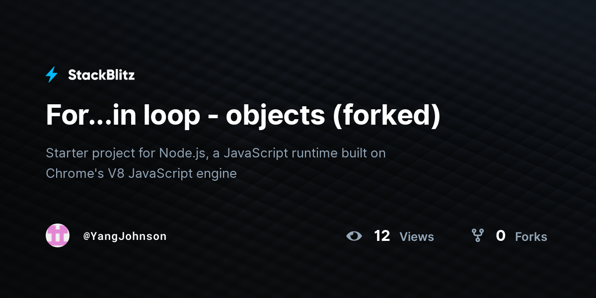 For...in loop - objects (forked) - StackBlitz