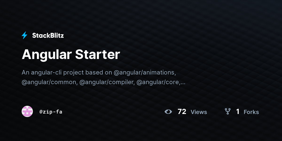 Angular Starter - StackBlitz