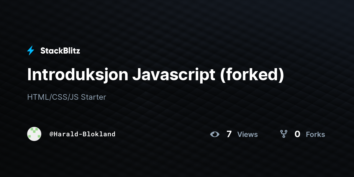 Introduksjon Javascript (forked) - StackBlitz
