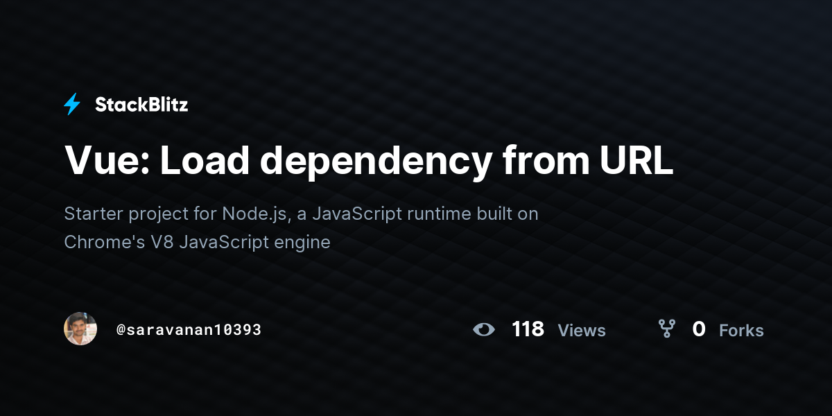 Vue: Load dependency from URL - StackBlitz