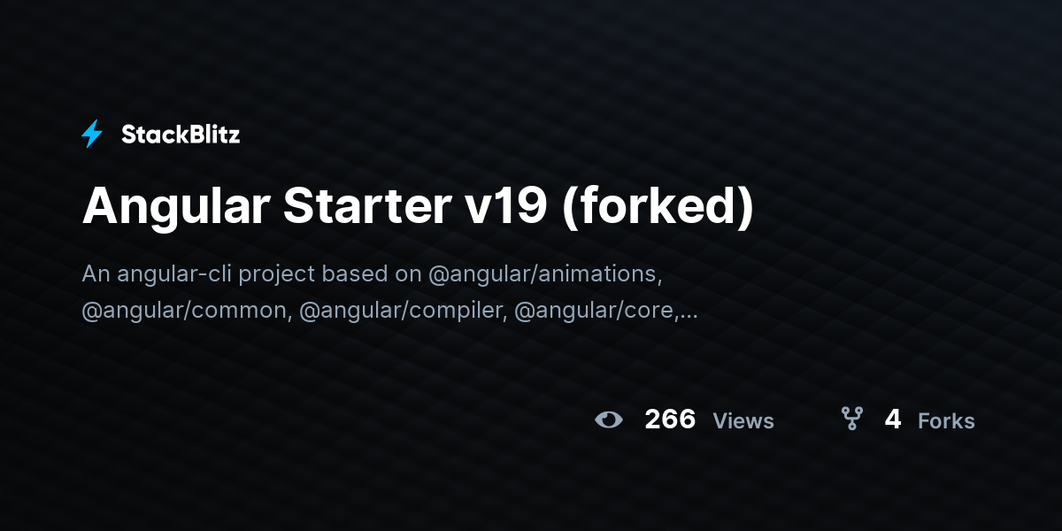 Angular Starter v19 (forked) - StackBlitz