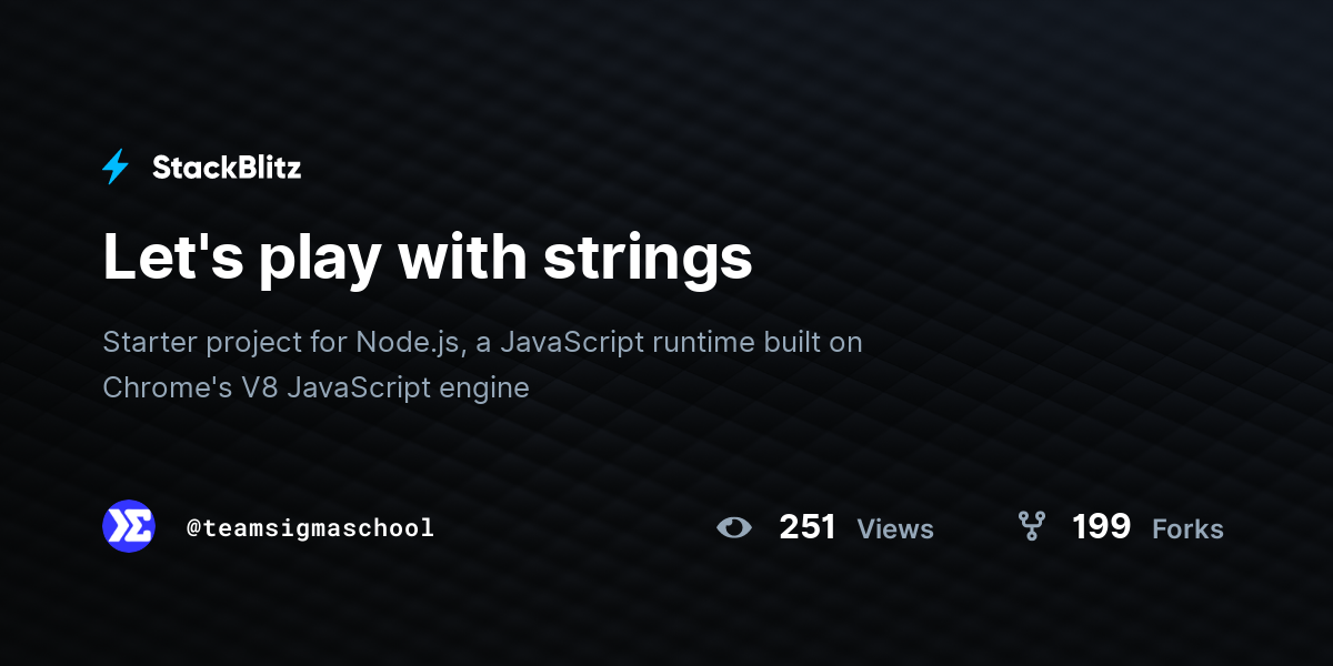 Let's play with strings - StackBlitz