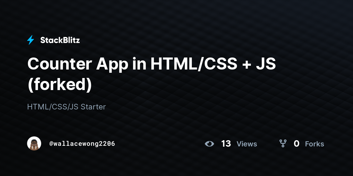 Counter App in HTML/CSS + JS (forked) - StackBlitz