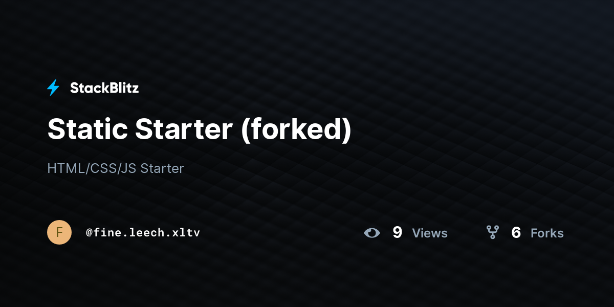 Static Starter Forked Stackblitz