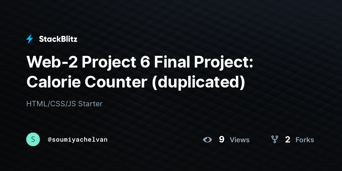 Web-2 Project 6 Final Project: Calorie Counter (duplicated) - StackBlitz