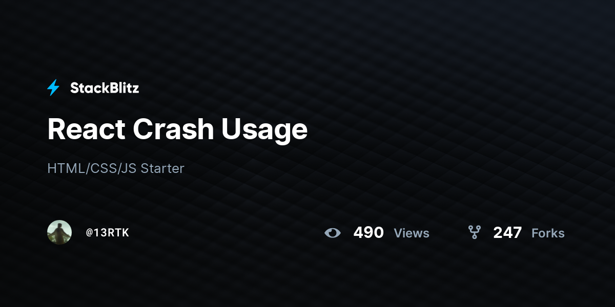 React Crash Usage - StackBlitz