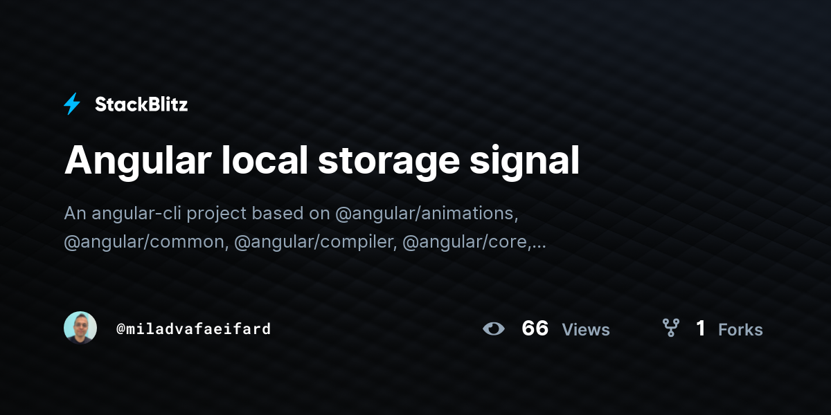 Angular local storage signal - StackBlitz