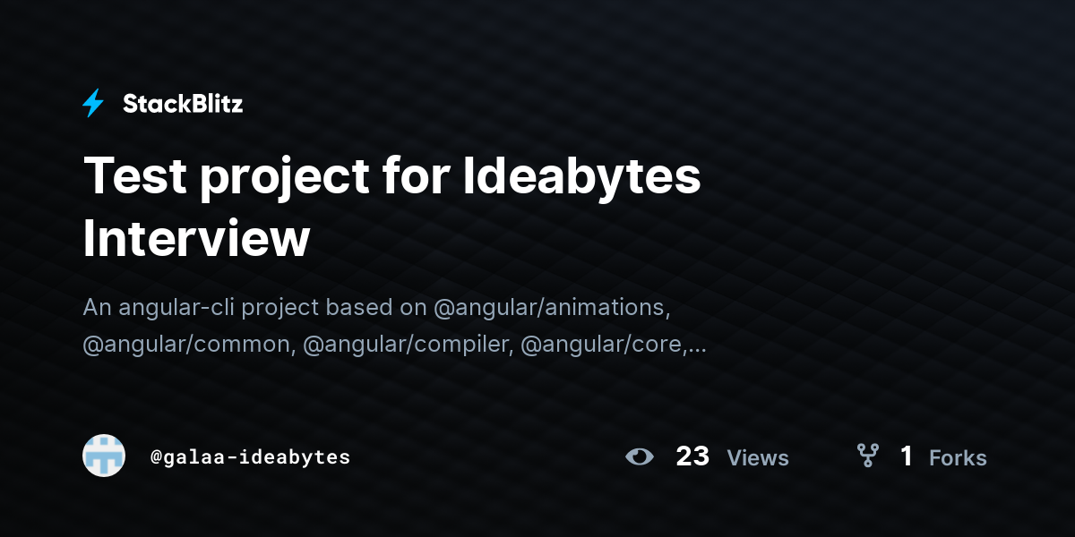 Test project for Ideabytes Interview - StackBlitz