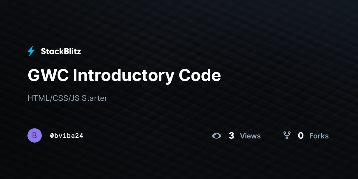 GWC Introductory Code - StackBlitz
