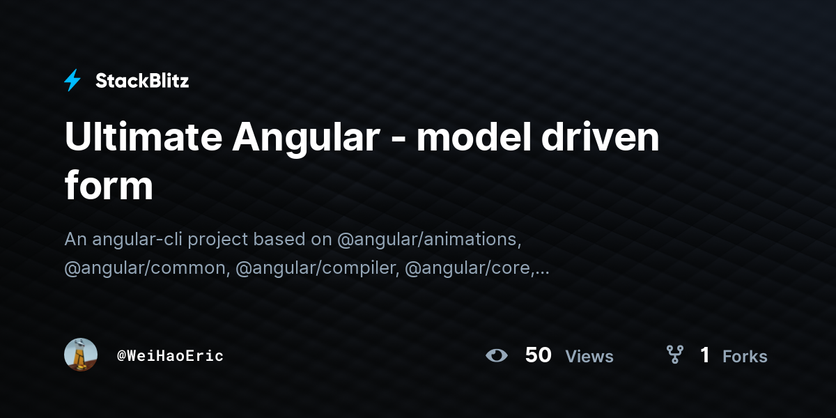 Ultimate Angular - model driven form - StackBlitz