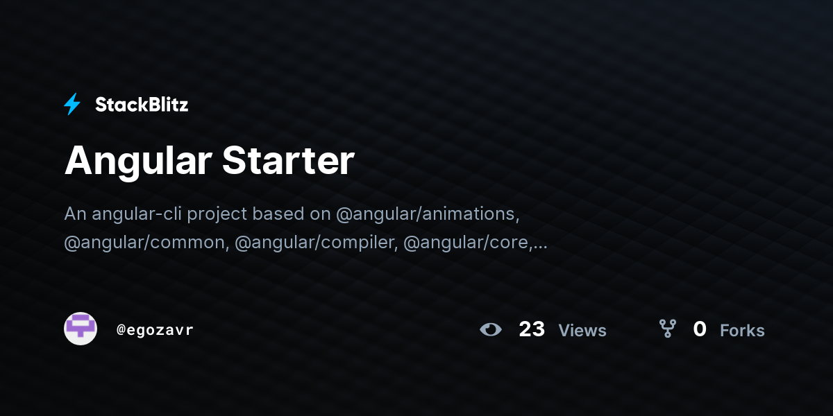Angular Starter - StackBlitz