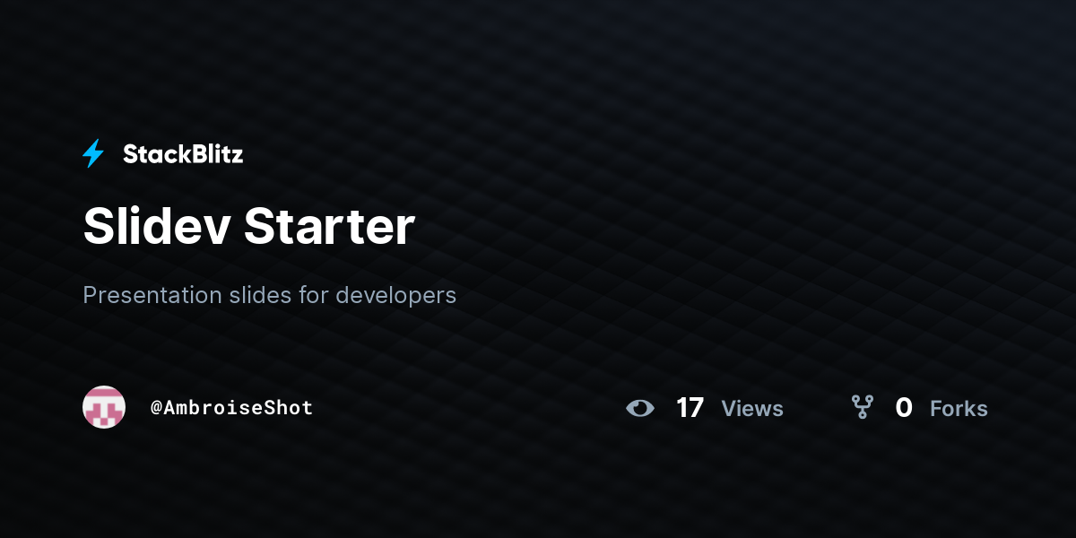 Slidev Starter - StackBlitz