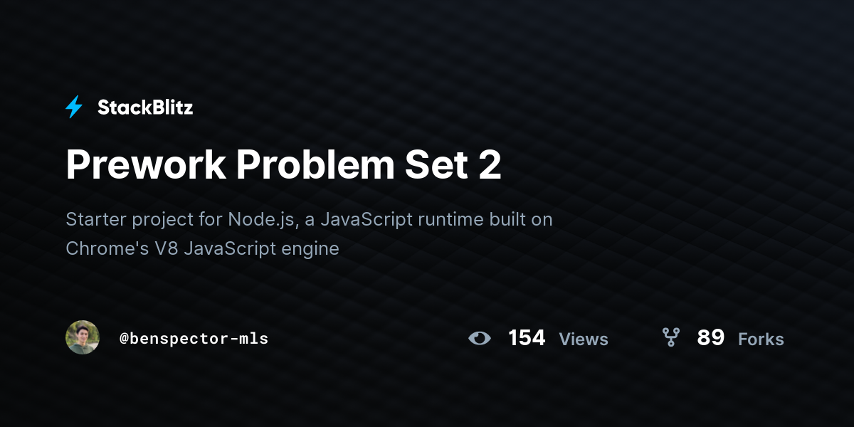Prework Problem Set 2 - StackBlitz