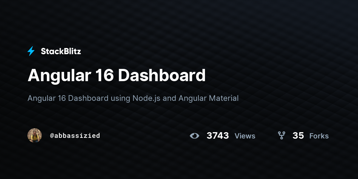 Angular 16 Dashboard - StackBlitz
