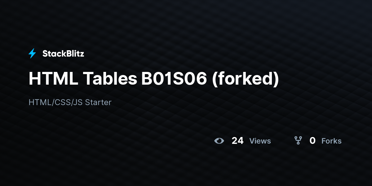 HTML Tables B01S06 (forked) - StackBlitz