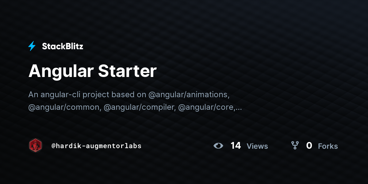 Angular Starter - StackBlitz