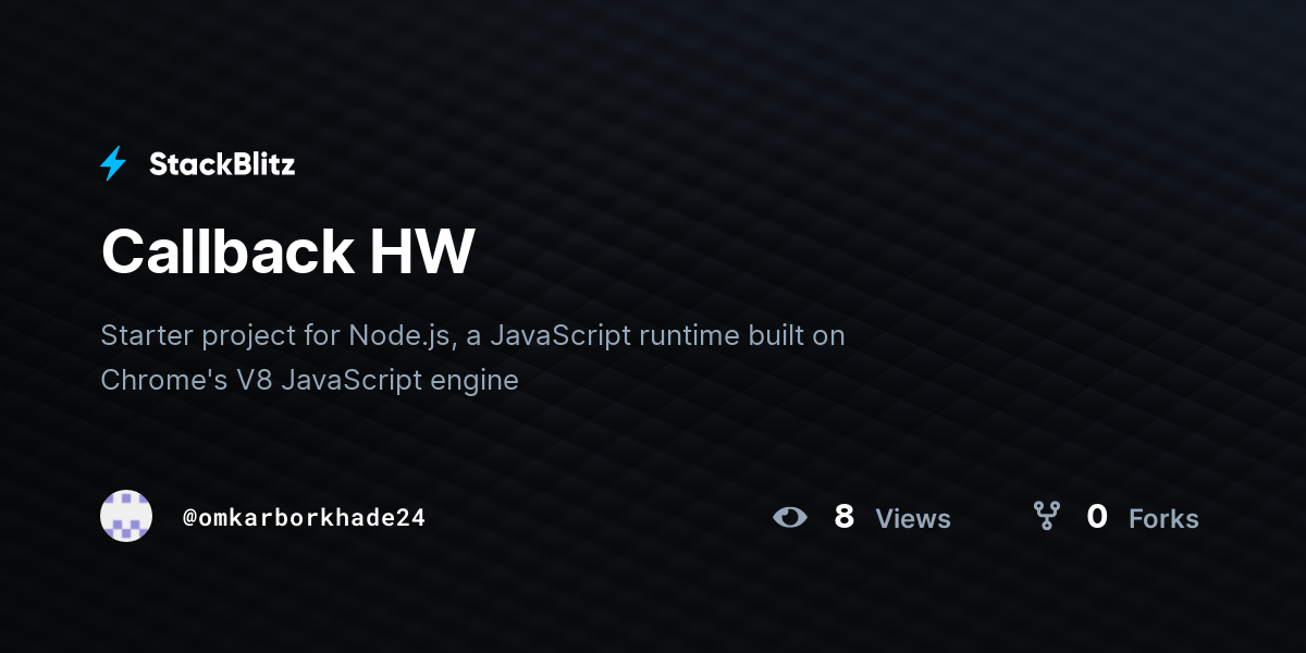 Callback HW - StackBlitz