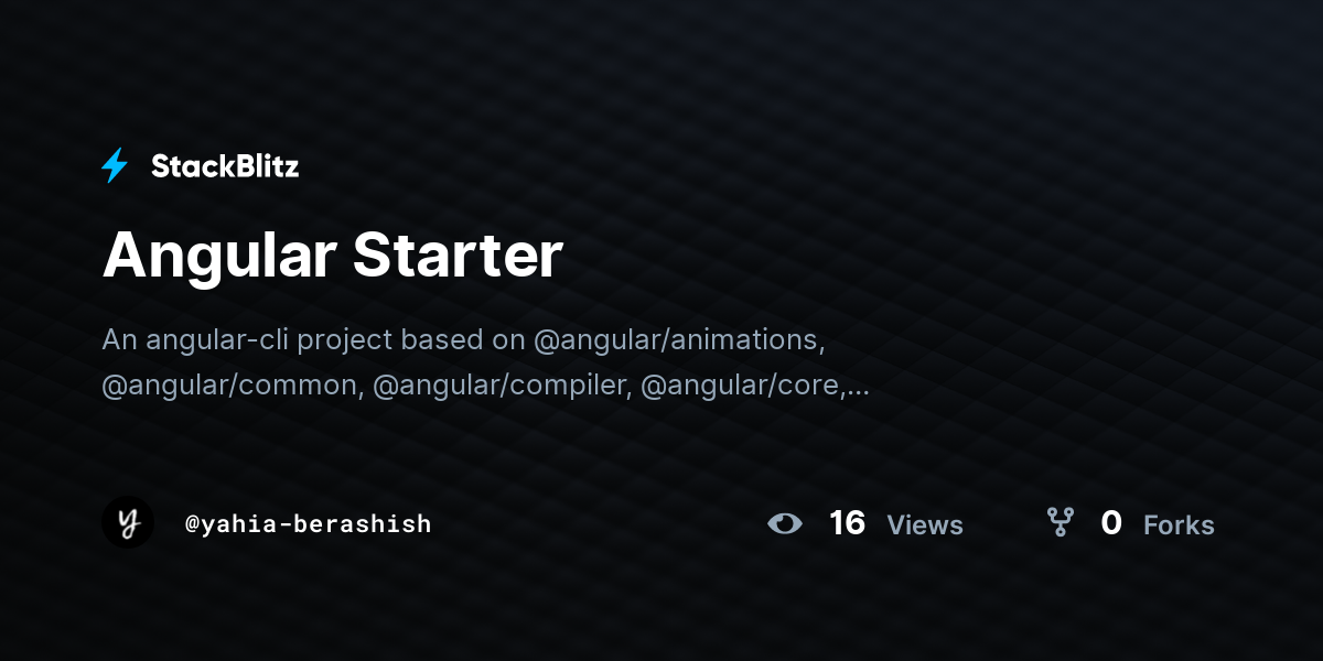 Angular Starter - StackBlitz