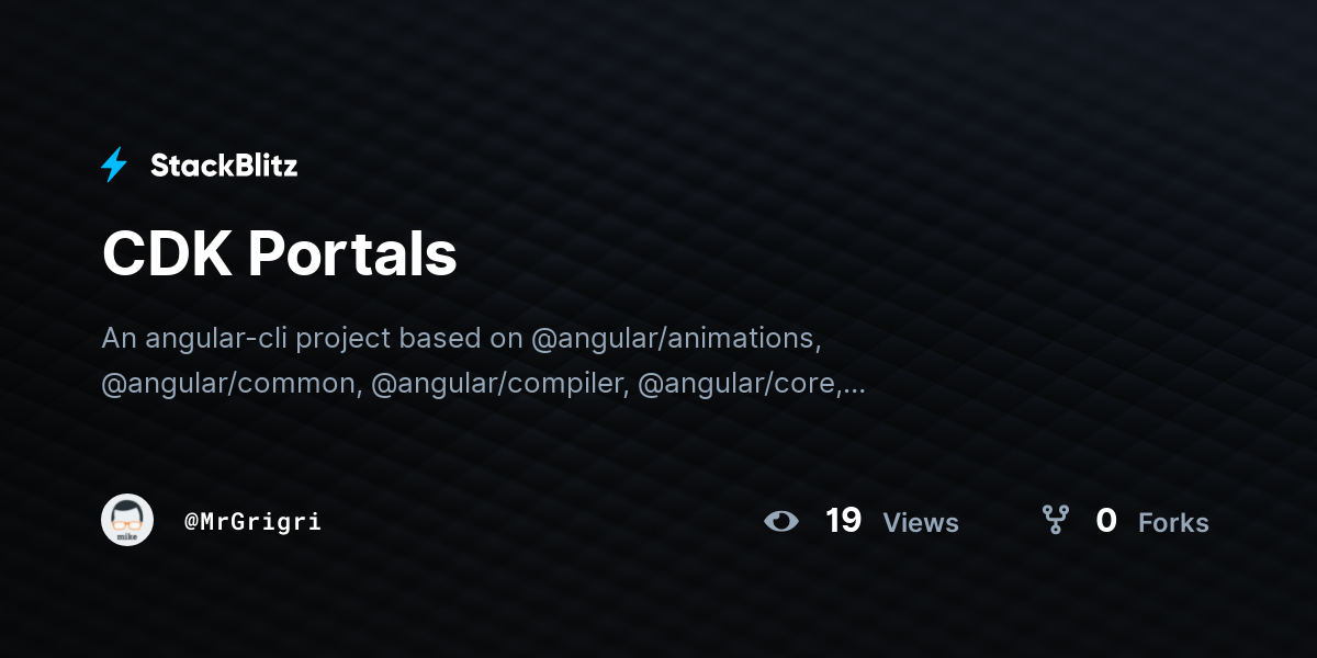 CDK Portals - StackBlitz