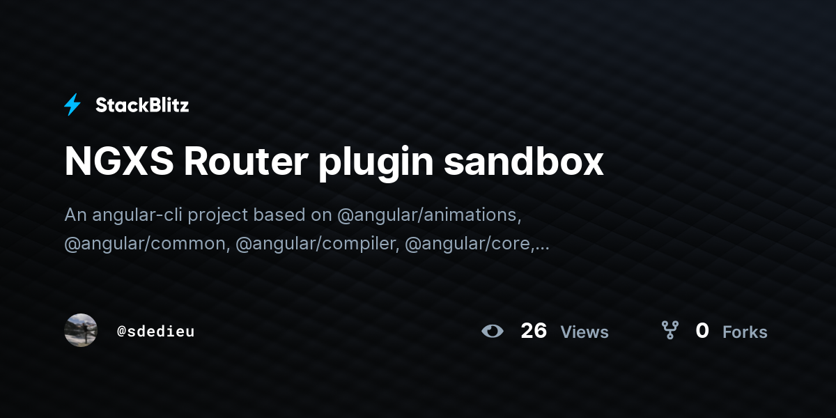 NGXS Router plugin sandbox - StackBlitz
