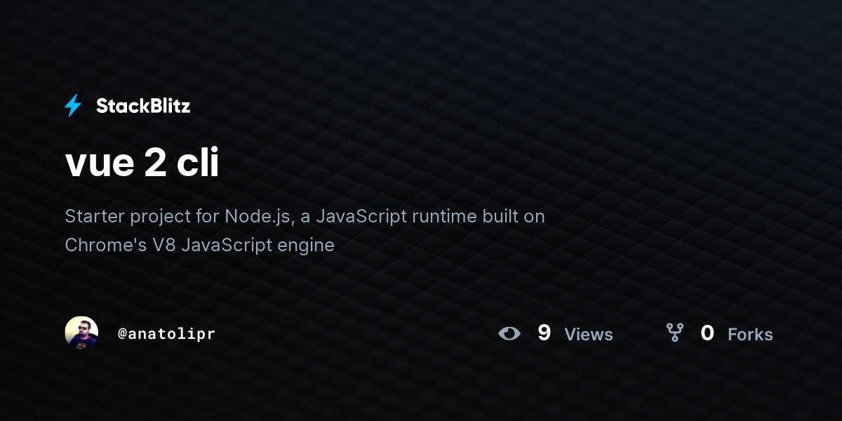 vue 2 cli - StackBlitz
