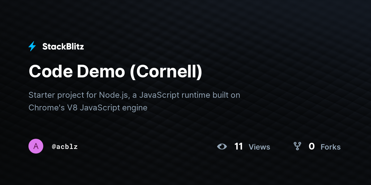 Code Demo (Cornell) - StackBlitz
