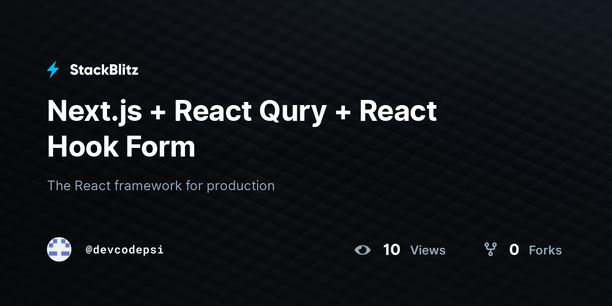 Next.js + React Qury + React Hook Form - StackBlitz