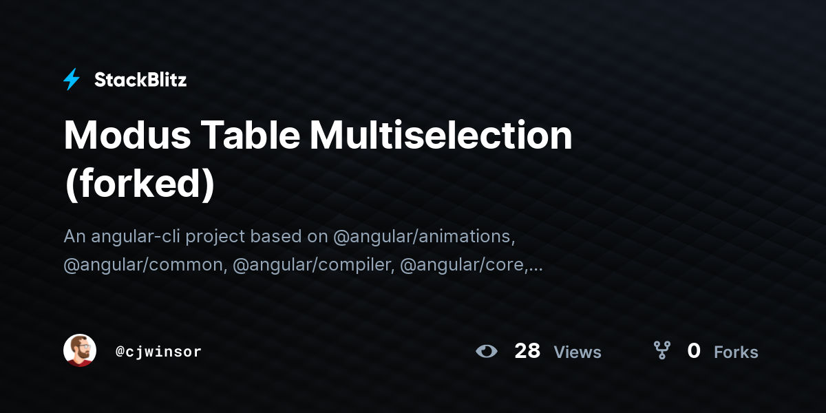 Modus Table Multiselection Forked Stackblitz