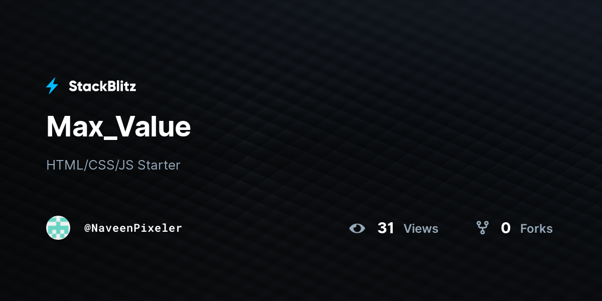 Max_Value - StackBlitz