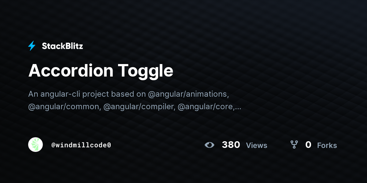 Accordion Toggle - StackBlitz