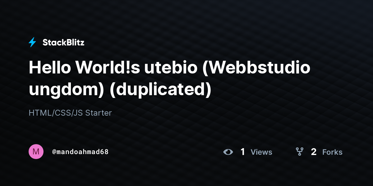 Hello World!s utebio (Webbstudio ungdom) (duplicated) - StackBlitz