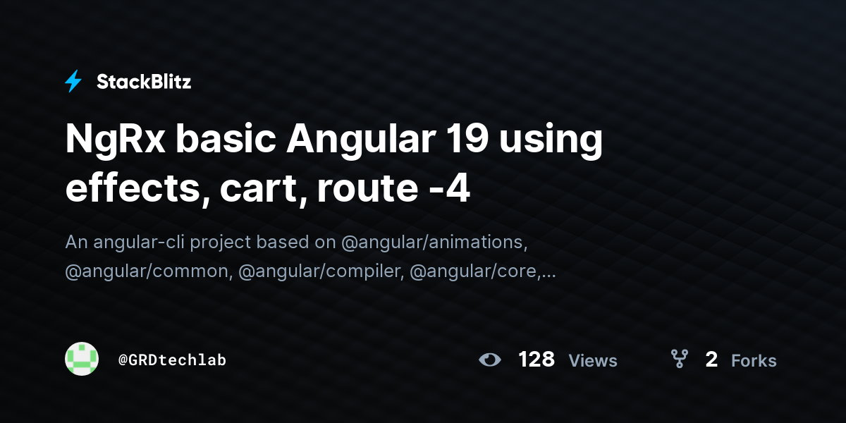 NgRx basic Angular 19 using effects, cart, route -4 - StackBlitz