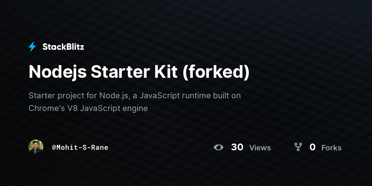 Nodejs Starter Kit (forked) - StackBlitz