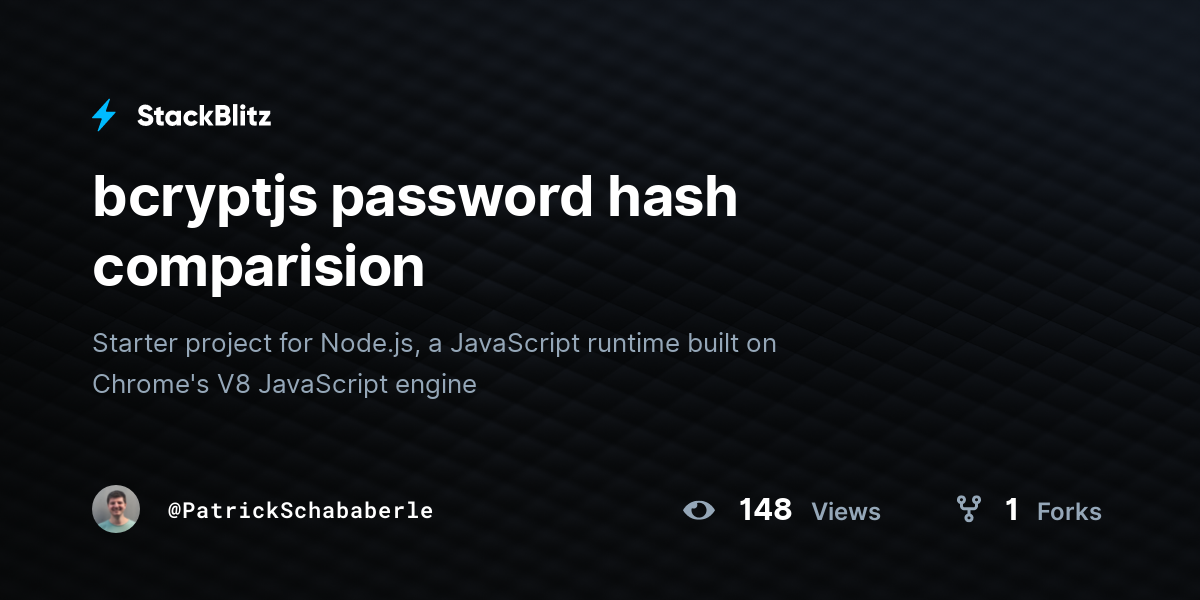 bcryptjs password hash comparision - StackBlitz