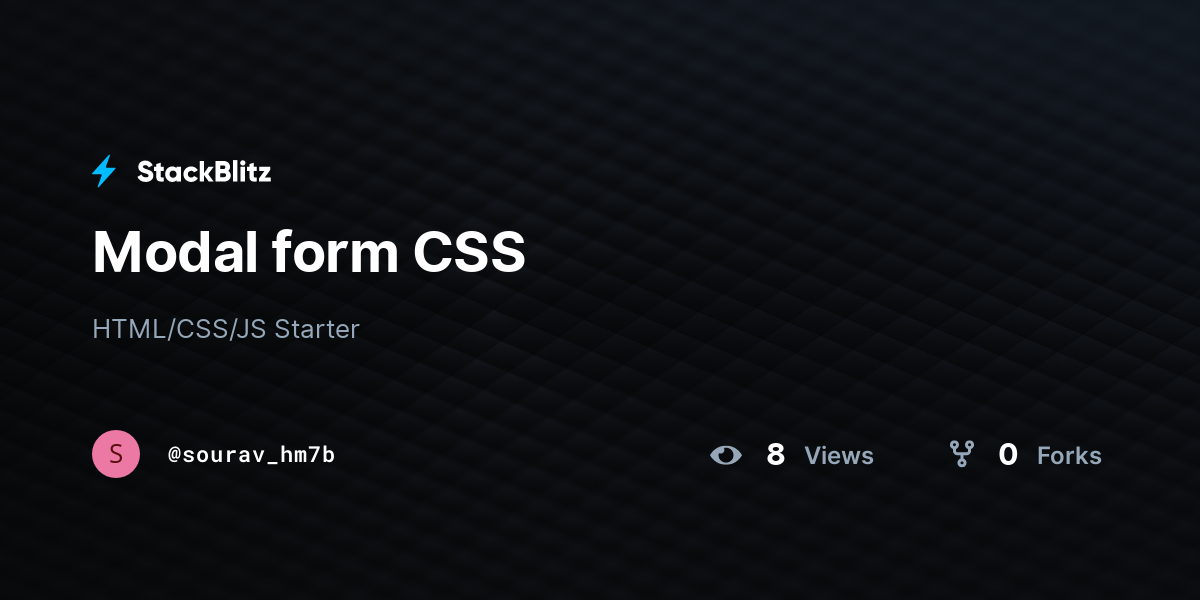 Modal form CSS - StackBlitz