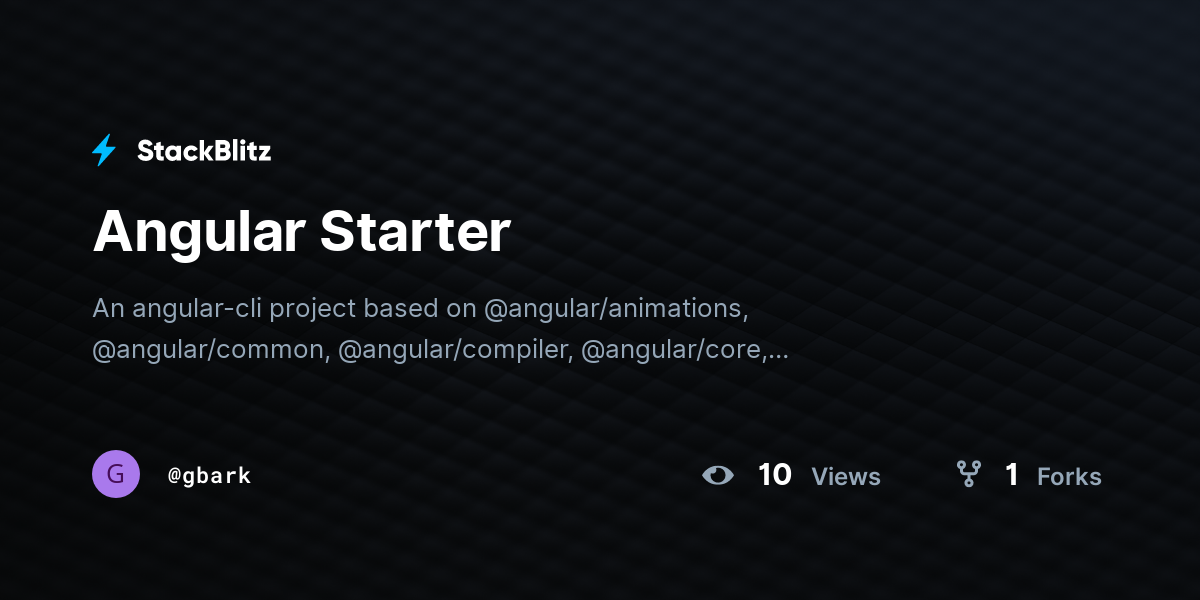 Angular Starter - StackBlitz