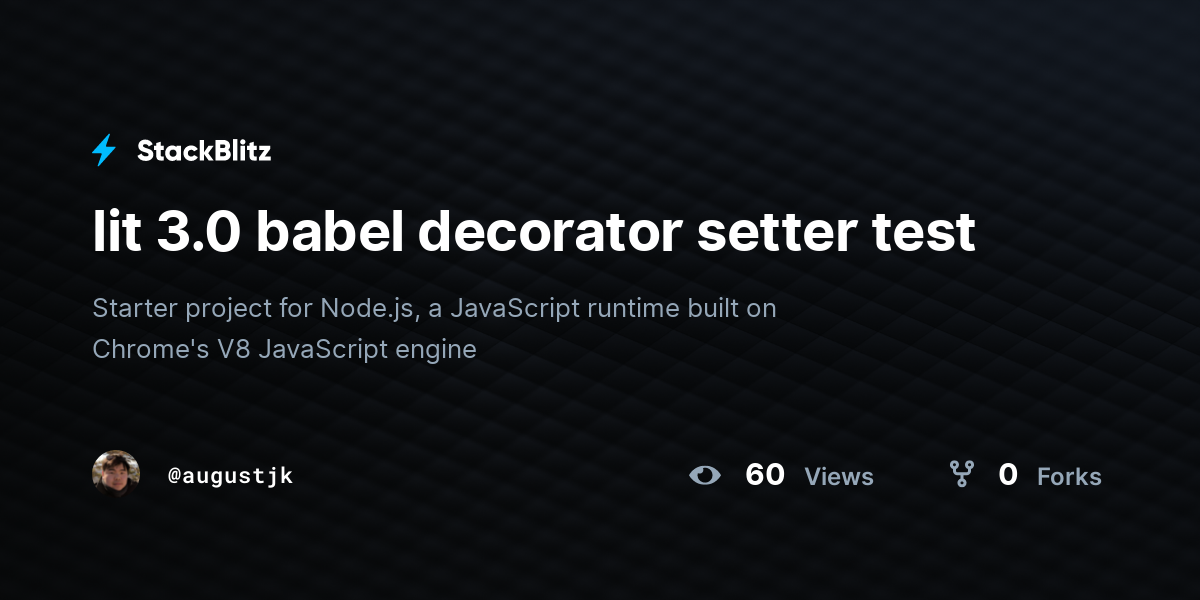lit 3.0 babel decorator setter test - StackBlitz