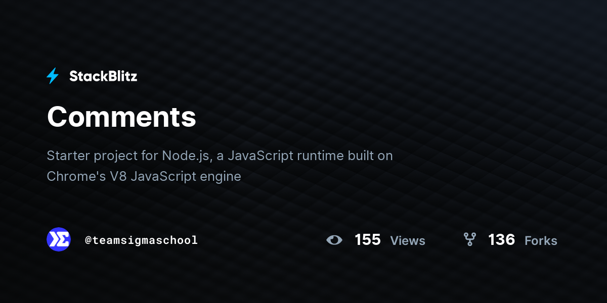 Comments - StackBlitz