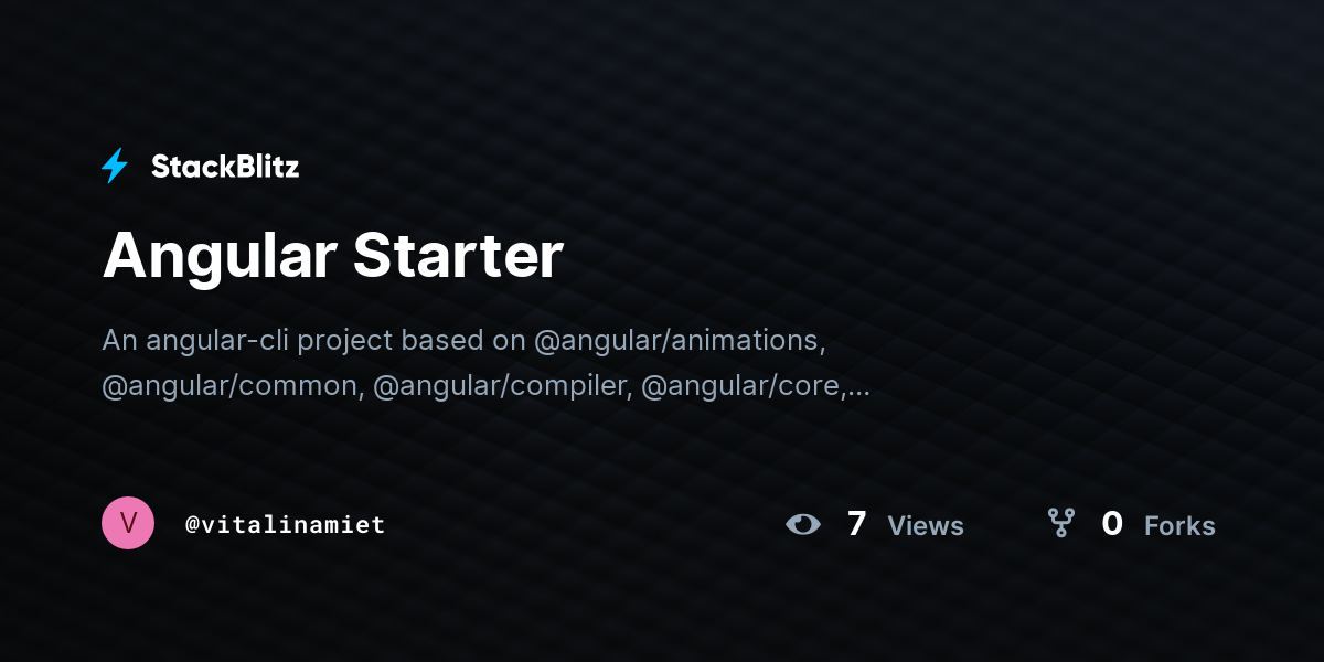 Angular Starter - StackBlitz