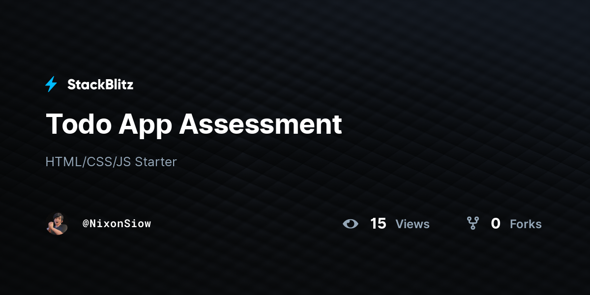 Todo App Assessment - StackBlitz