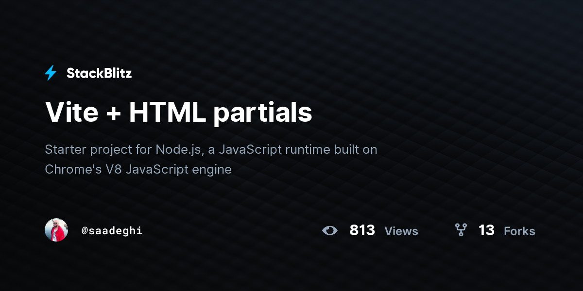 Vite + HTML partials - StackBlitz