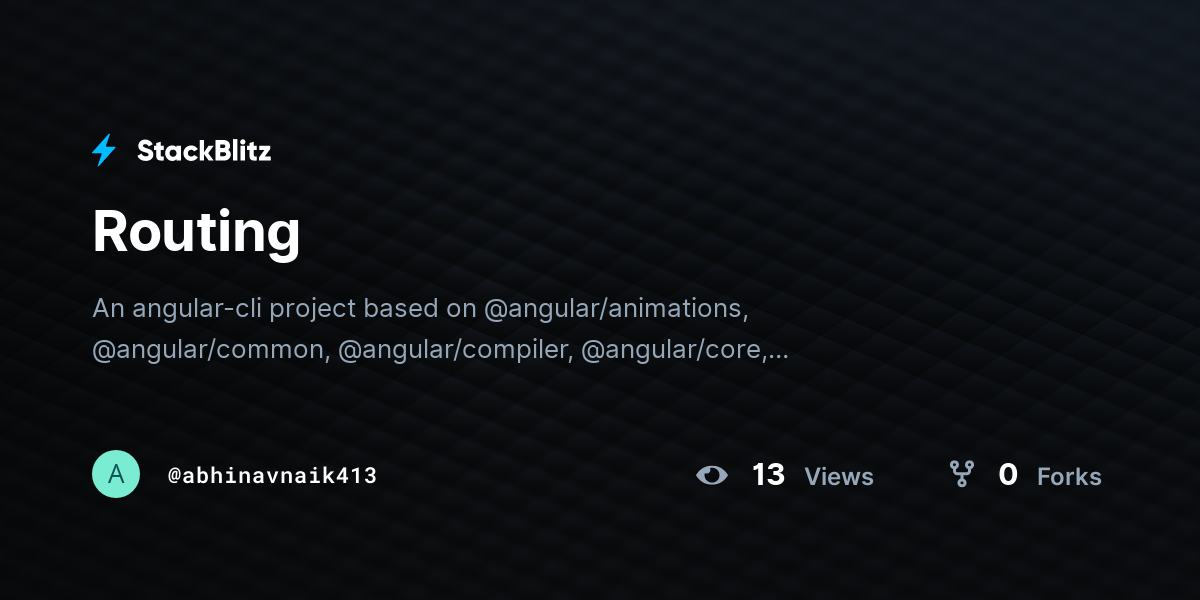 Routing - StackBlitz