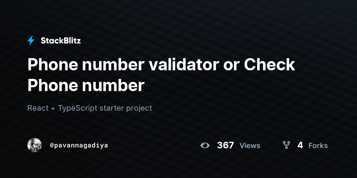 Phone number validator or Check Phone number - StackBlitz