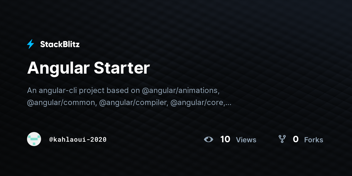 Angular Starter - StackBlitz