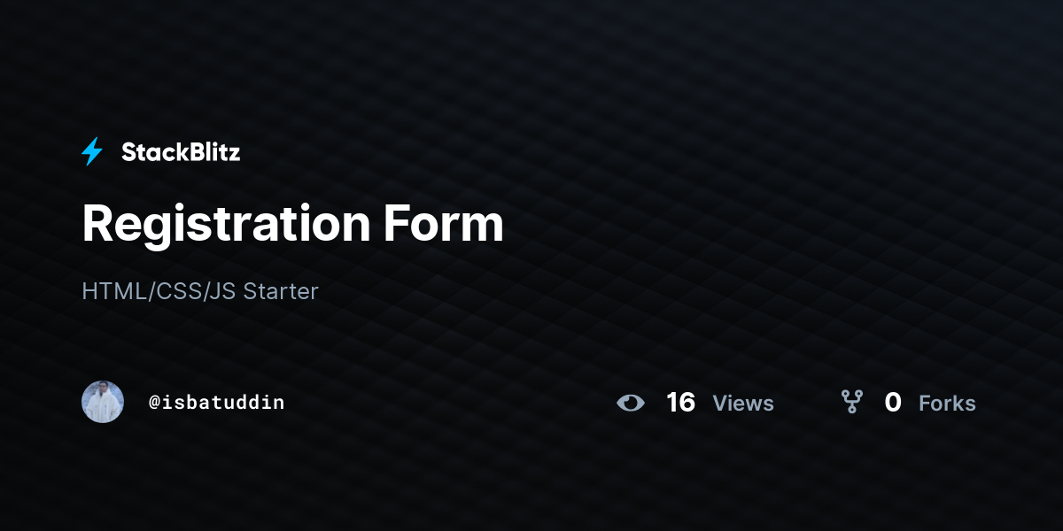 Registration Form - StackBlitz