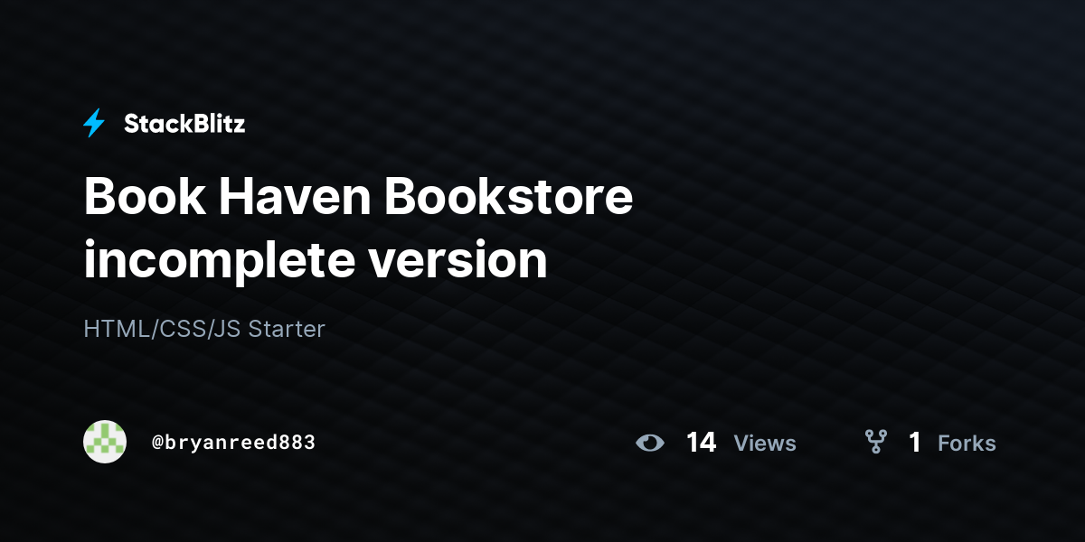 Book Haven Bookstore incomplete version - StackBlitz